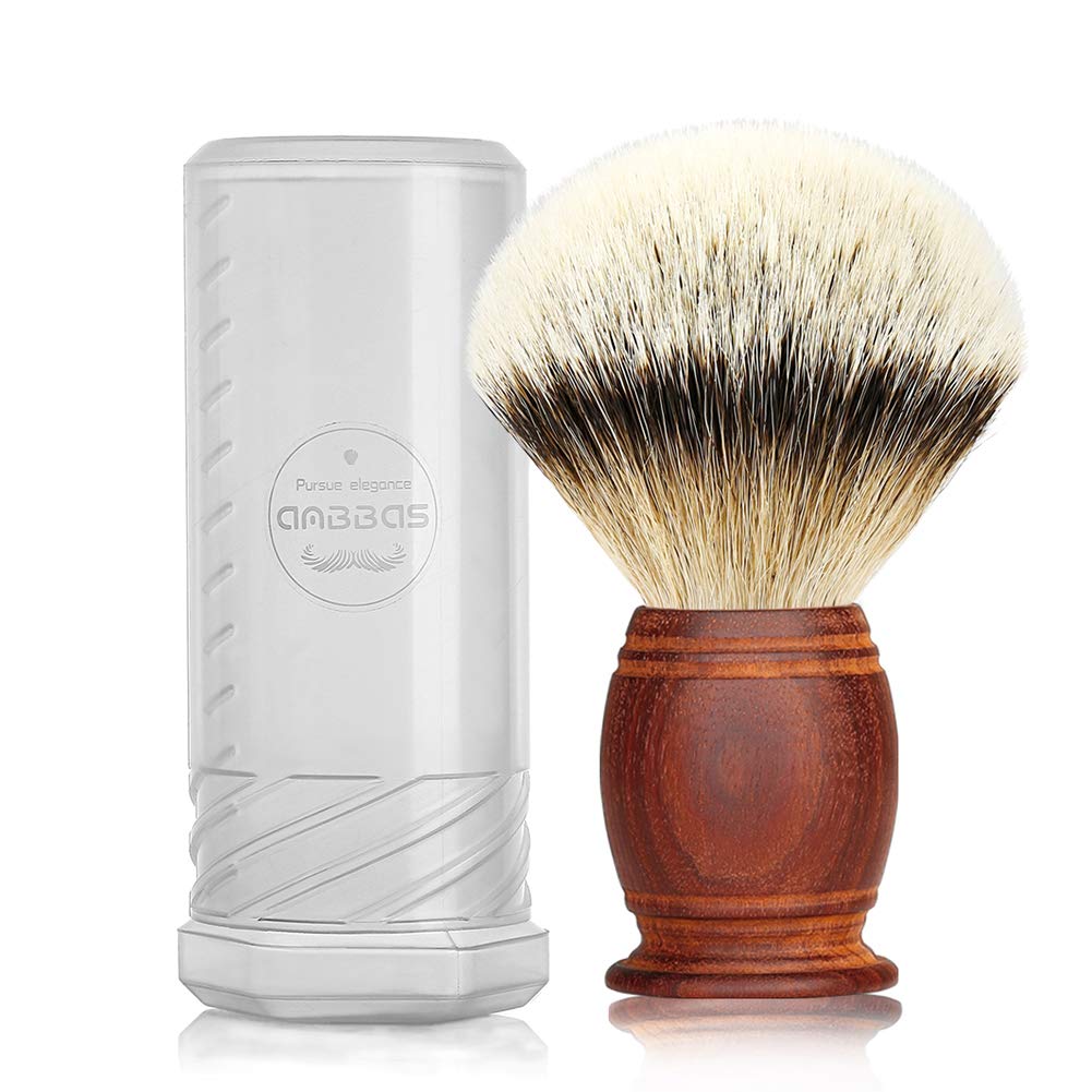 Anbbas 4.9inches Giant Shaving Brush Silvertip Badger Hair Quality Rosewood Handle, Perfect with Shaving Soap Cream, DE Straight Razor for Mens Close Shave