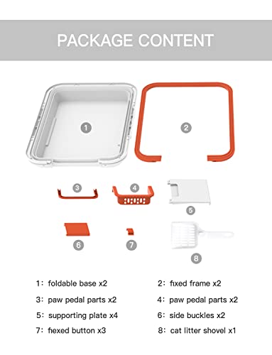 2 Pack Collapsible Kitten Litter Box, CasaTimo Foldable Open Kitty Litter Box for Medium-Sized Cats, Portable Multi-Use Litter Pan for Travel, Assembled to Covered Cat Toilet, Standard Size