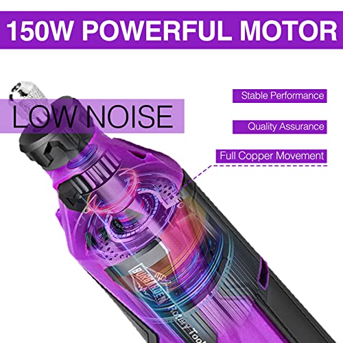 12V Cordless Rotary Tool Kit, 6-Speed(5000-30000 RPM),150 Accessories, Universal Keyless Chuck and Flex Shaft Rotary Tool, Electric Power Rotary Tools for Sanding, Polishing, Drilling, Cutting, DIY