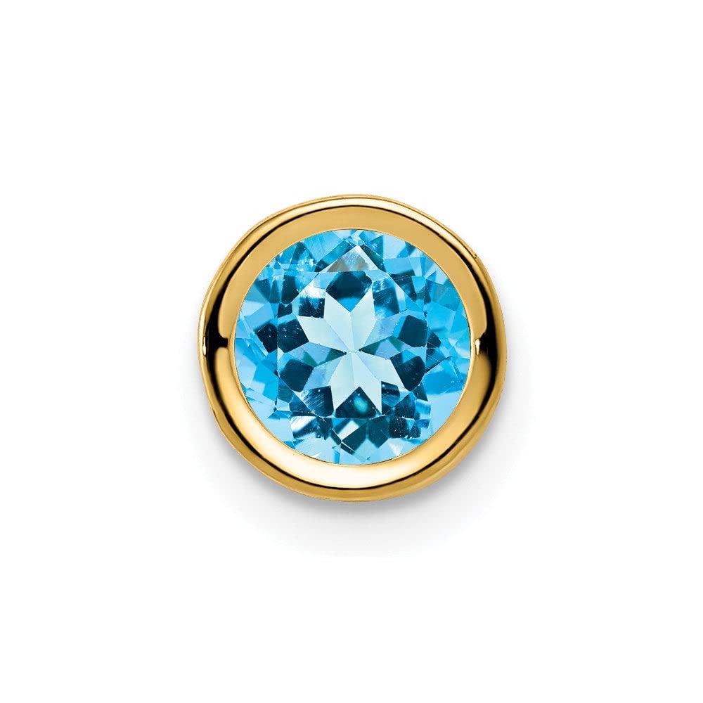 14k Yellow Gold 6mm Blue Topaz Checker bezel pendant GLD-AZ-XP321BC