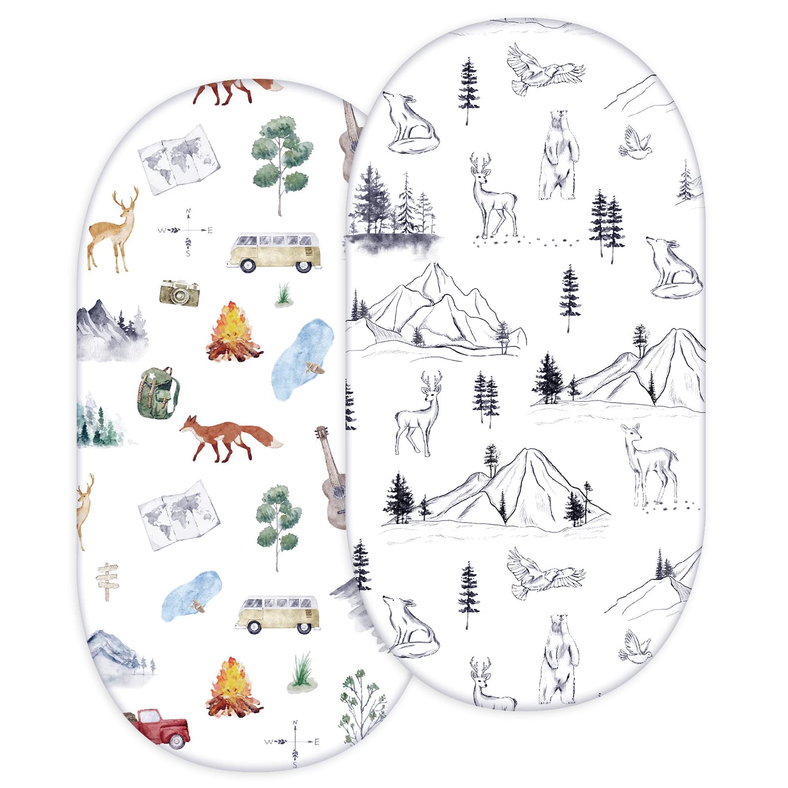 2 Pack Premium Pack N Play Sheets Playard Playpen Sheets Snug Fitted for Standard Pack and Plays and Mini Cribs - Ultra-Soft Jersey Knit, Cute Woodland Pattern