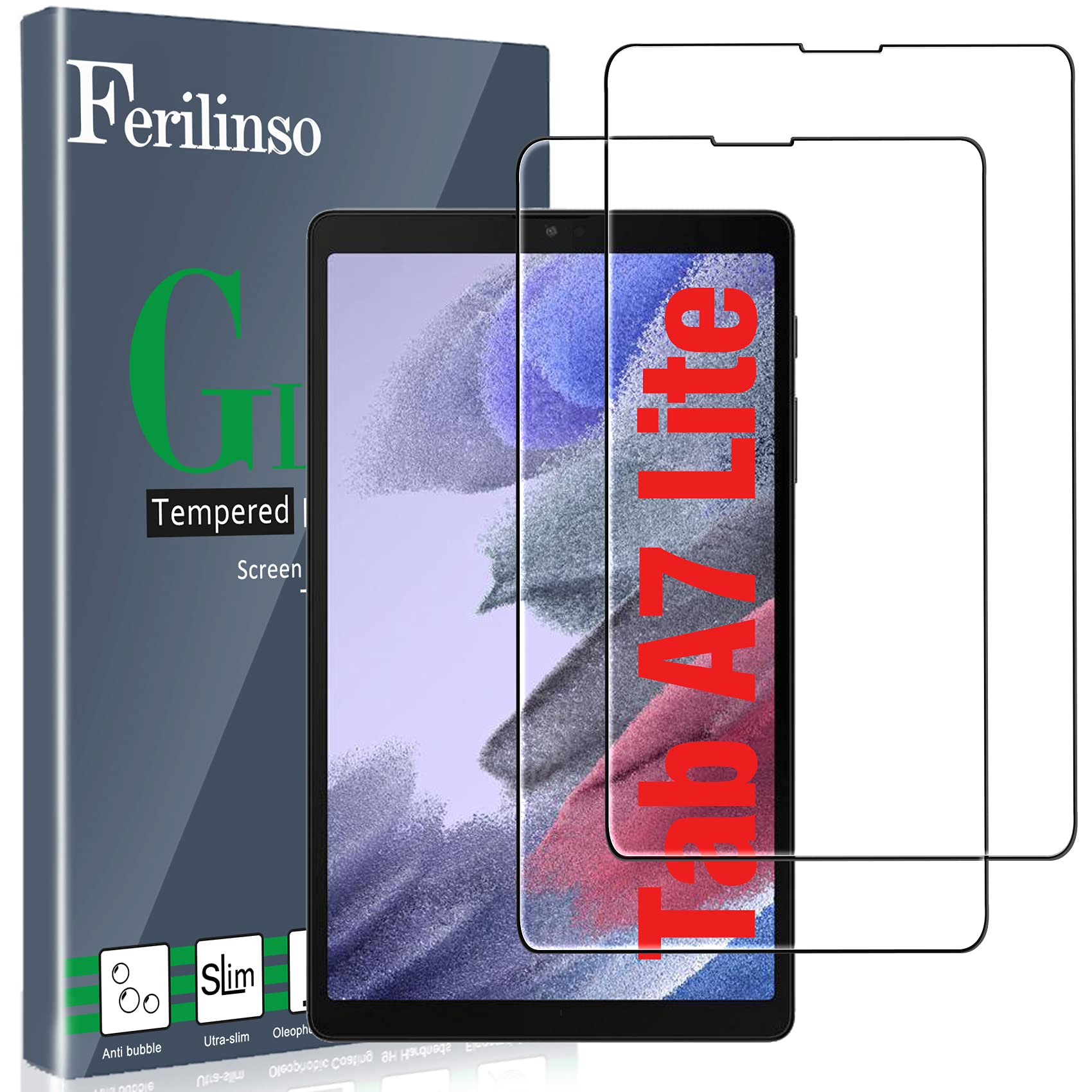 Ferilinso Designed for Samsung Galaxy Tab A7 Lite 8.7 inch 2021 Screen Protector, [Not Fit Galaxy Tab A7] 2 Pack HD Tempered Glass, Case Friendly, Bubble Free, Easy Installation
