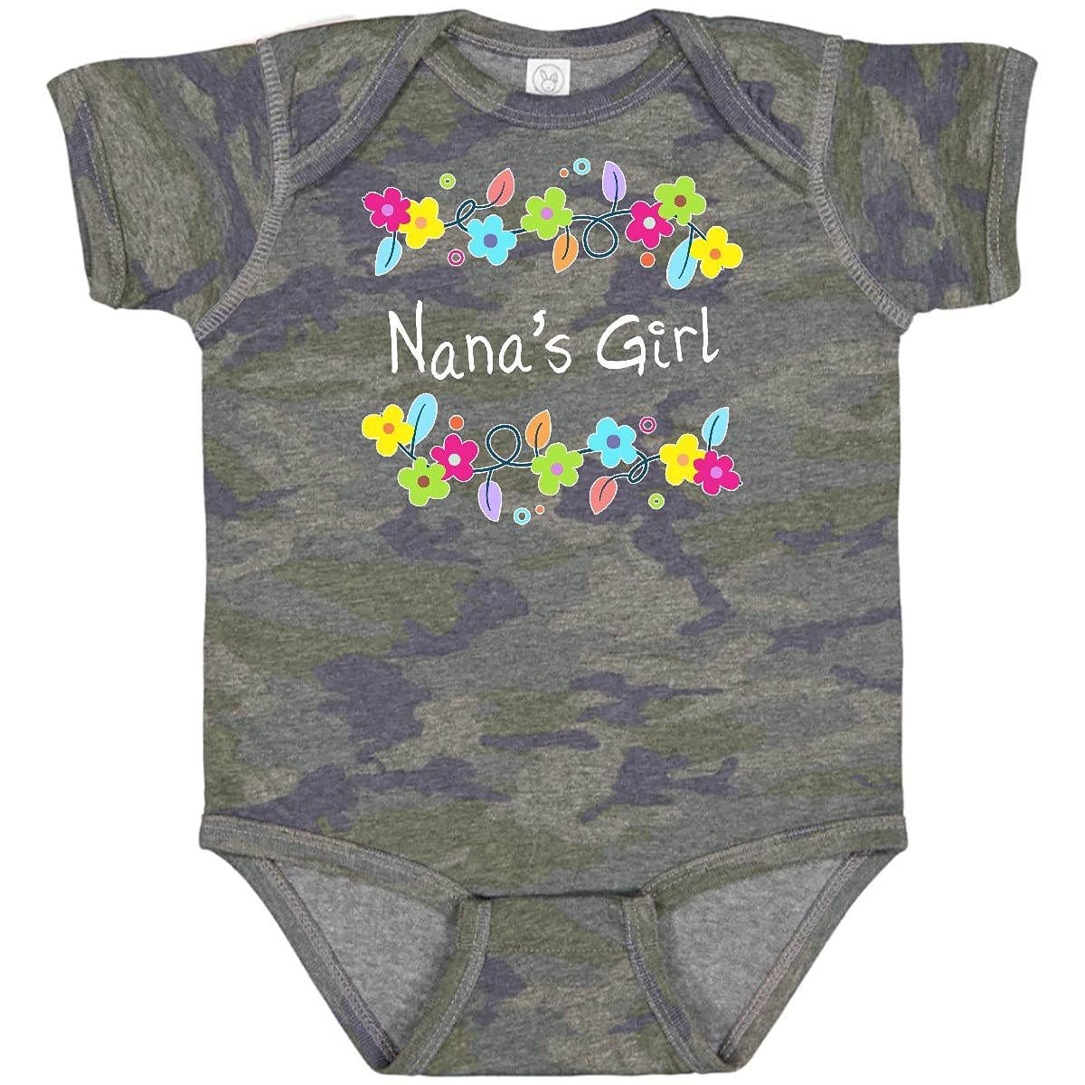 inktastic Nanas Girl- Bright Flowers Baby Bodysuit 6 Months Vintage Camo 30a26