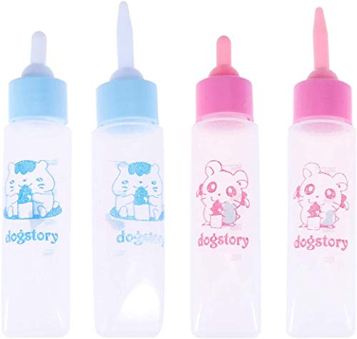 ISMARTEN Pet Milk Feeding Bottle Nurser Bottle Nursing Feeding Bottle Water Milk Feeder for Puppy Squirrel Kittens Hamster 4pcs