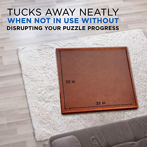 Jumbl Spinner Puzzle Board | 35” x 35” Wooden Jigsaw Lazy Susan Turntable w/ 360° Rotation | Smooth Plateau Fiberboard Work Surface & Reinforced Hardwood | for Games & Puzzles | 1500 Pieces