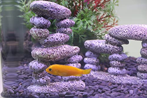 AQUA KT Aquarium Landscape Cobblestone Stacked Stones for Cichlid Fish Hiding Betta Hideout Tank Decoration, Pack of 2