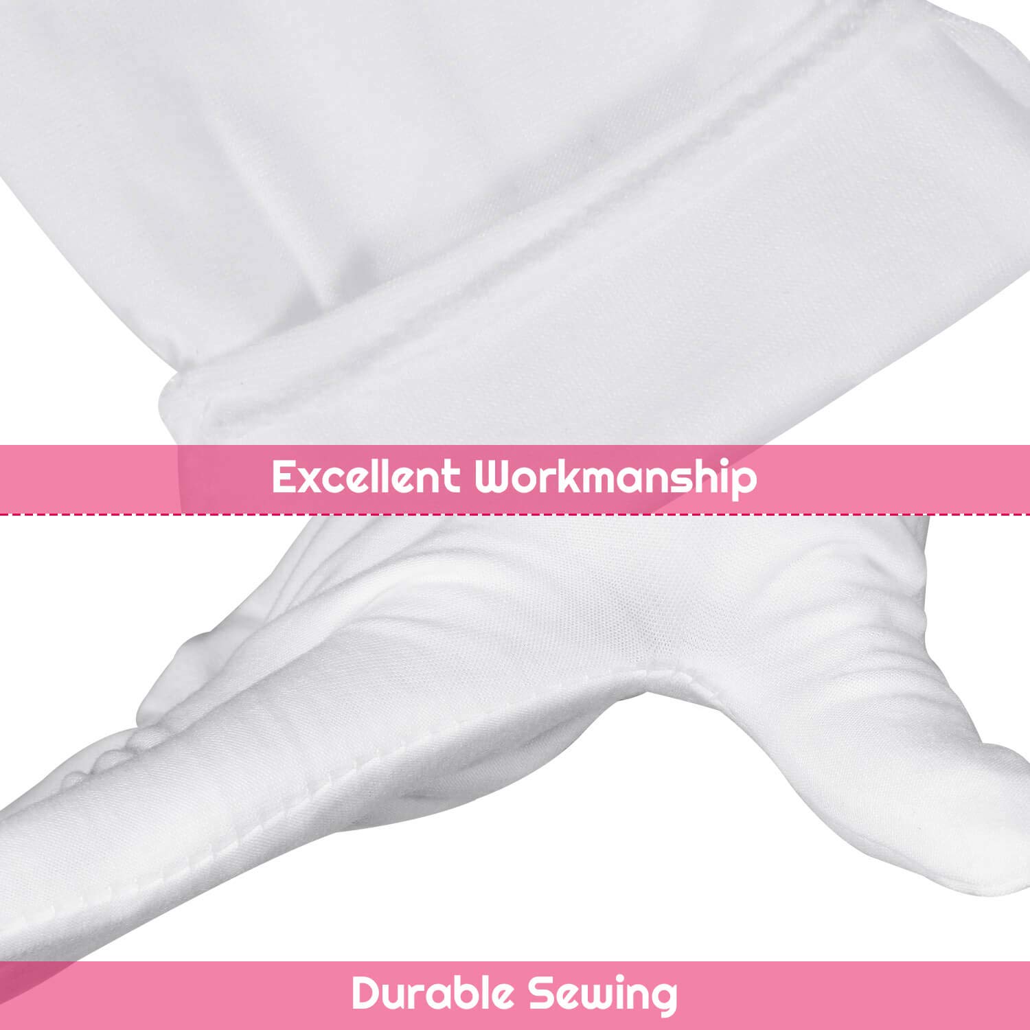 anezus 12 Pairs Cotton Gloves for Dry Hands, White Cotton Gloves Cloth Serving Gloves for Eczema Moisturizing Dry Hands Jewelry Silver Archival Costume Inspection, Medium Size