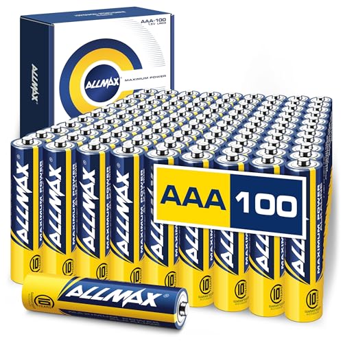 Allmax AAA Maximum Power Alkaline Triple A Batteries (100 Count) – Ultra Long-Lasting, 10-Year Shelf Life, Leakproof Design, Superior Performance – 1.5V
