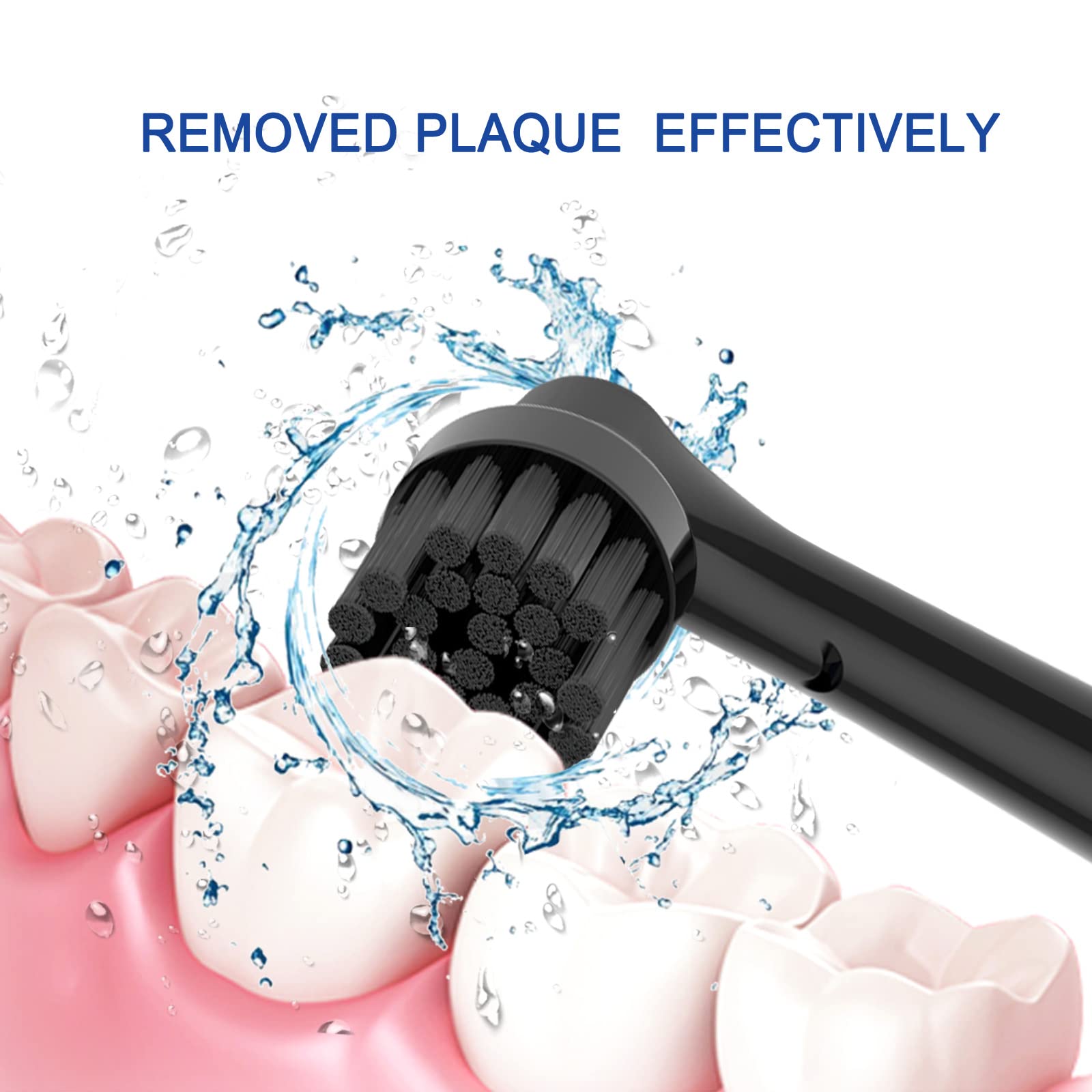 16 Pack Charcoal Brush Heads Compatible with Oral B Electric Toothbrush, Making with Active Charcoal Bristles, Black