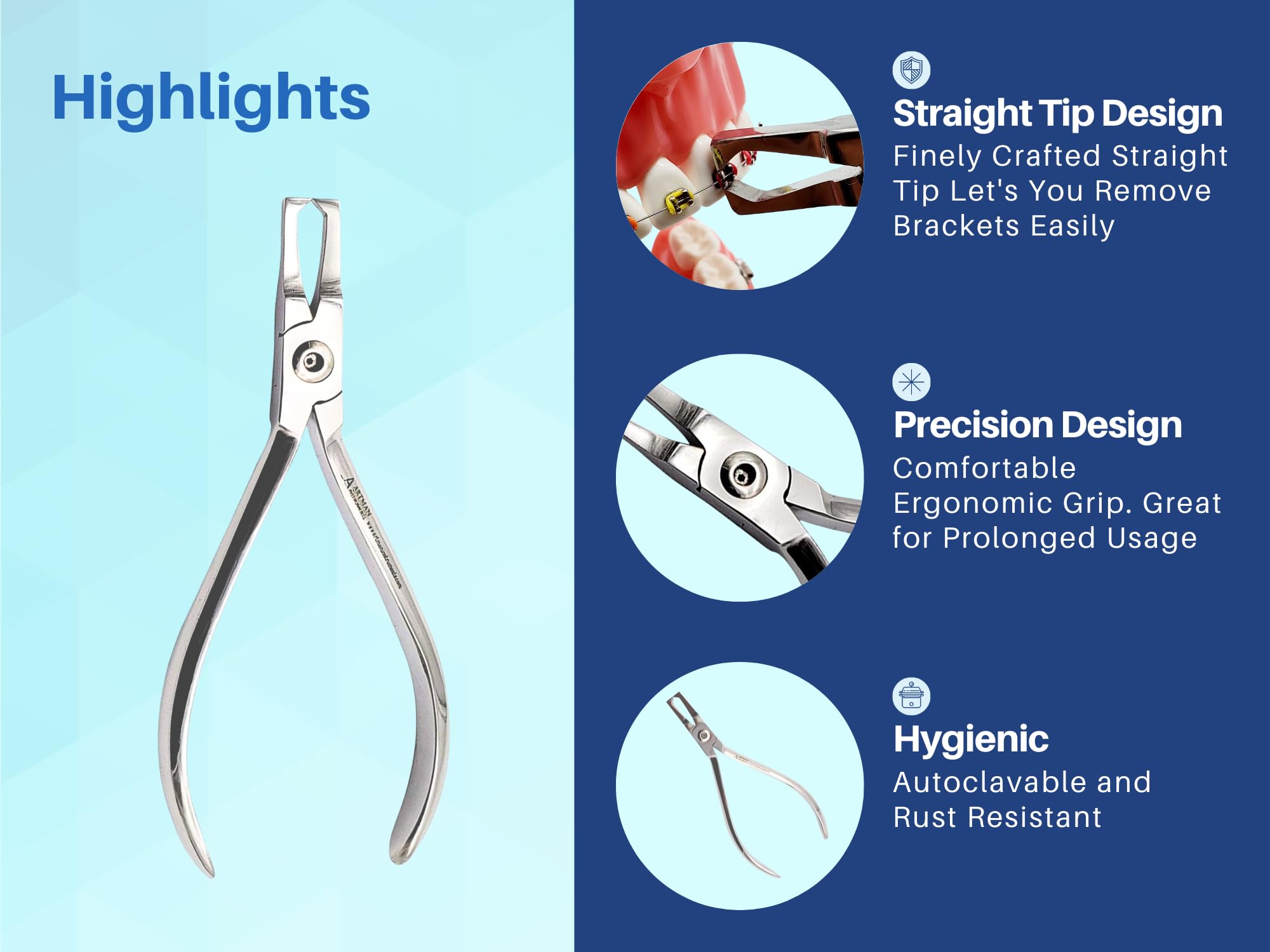 ARTMAN INSTRUMENTS Braces Removal Tool Orthodontic Bracket Removing Pliers Medical Grade Stainless Steel, Autoclavable, Easy Braces Removing Tool