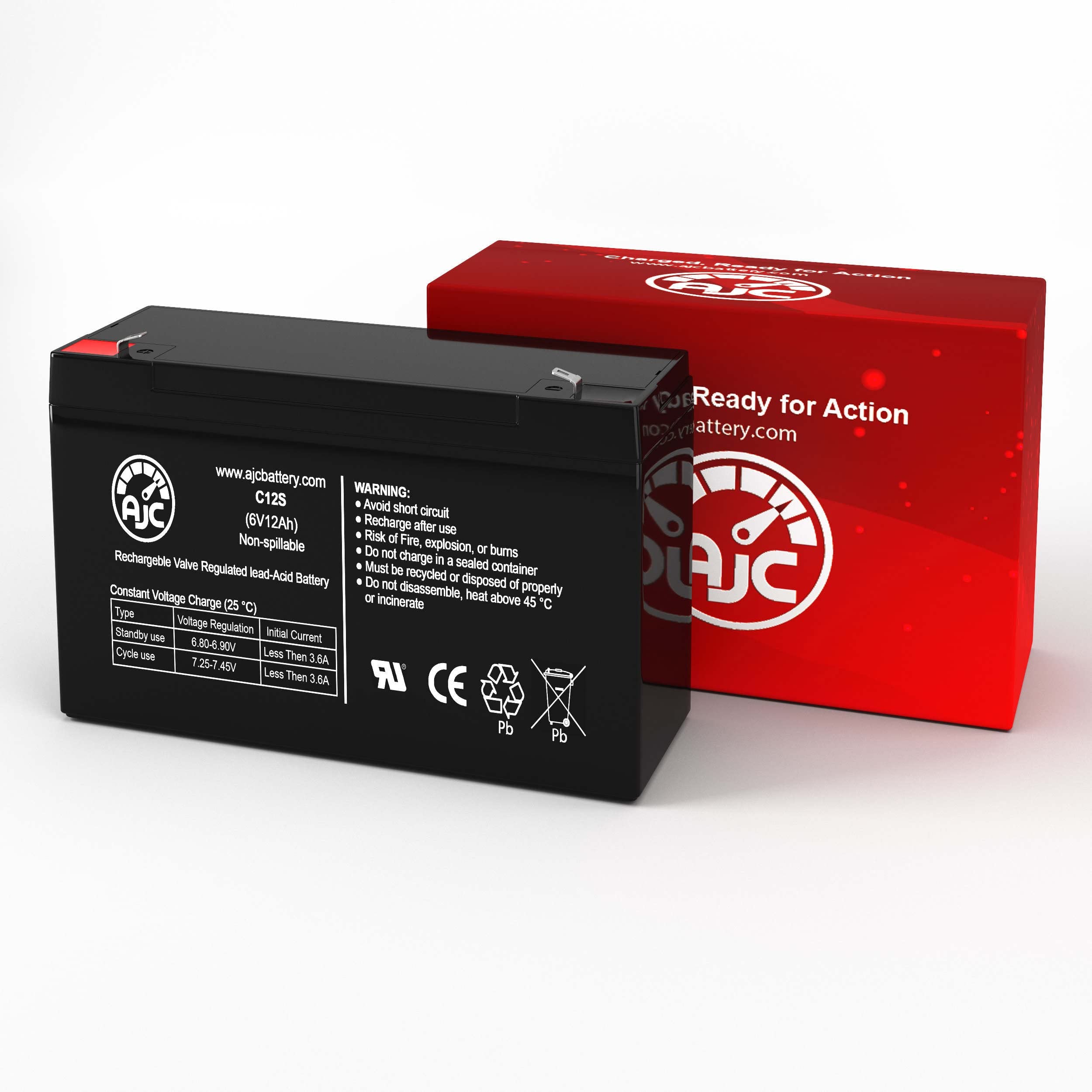 AJC Battery Compatible with Lithonia ELB0612A 6V 12Ah Emergency Light Battery