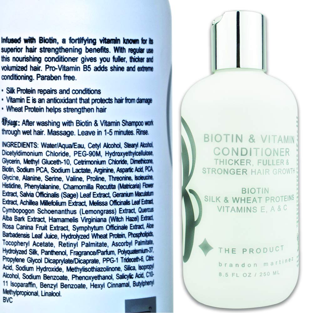 B THE PRODUCT High Potency Biotin Hair Growth Shampoo & Conditioner Set - Fortified with Vitamins E, A, C & B for Fastest Hair Growth (8.5oz.)