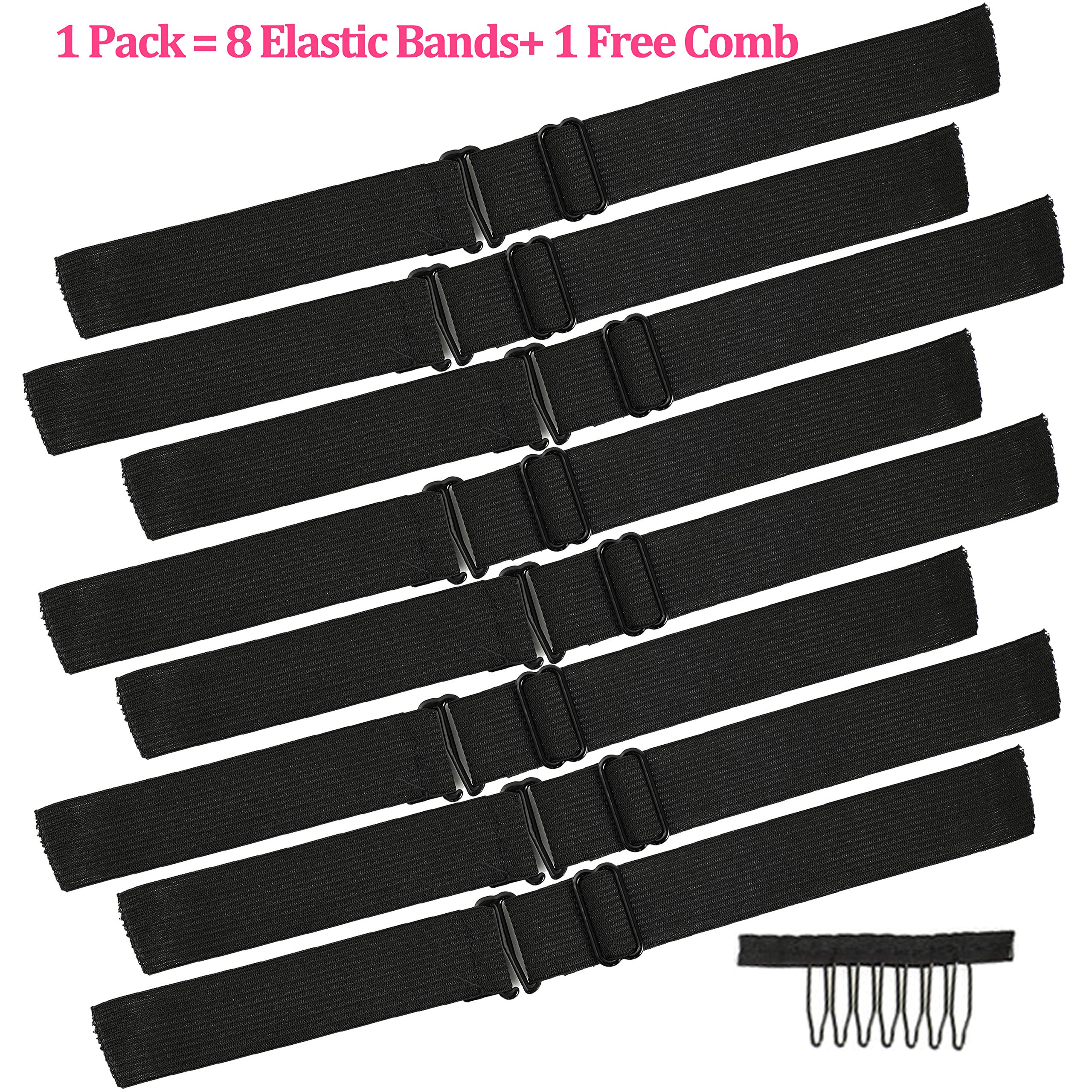 Adjustable Elastic Band for Wigs，Adjustable Wig Band Wig Elastic Bands for Keeping Wig in Place Elastic Adjustment Strap Sew to the Wig Cap (8Pcs, Elastic Band)