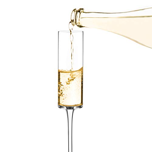 JYB&XY Set of 6 Crystal Champagne Flutes Champagne Glasses Hand Blown Classy Champagne Flutes 100%Lead Free Quality Sparkling Wine Stemware Set Dishwasher Safe 7oz…