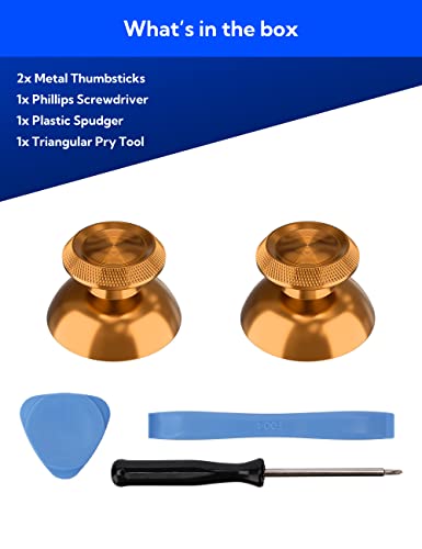 Avericht Metal Thumbsticks for PS5 Controller, Aluminum Joystick Replacement Kit for Dualsense Controller Accessories (Gold)