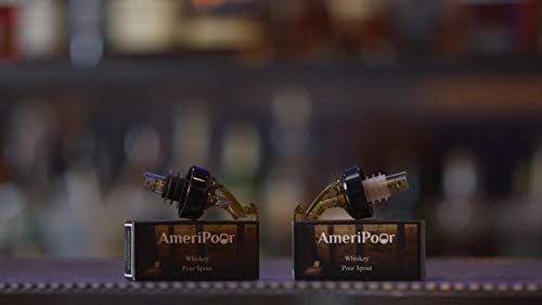 AmeriPour - Whiskey Pourer for Liquor Bottles β With Flap - Made 100% In USA. Great Whiskey Gift For The Home Bar! (1, Amber - Large Cork)