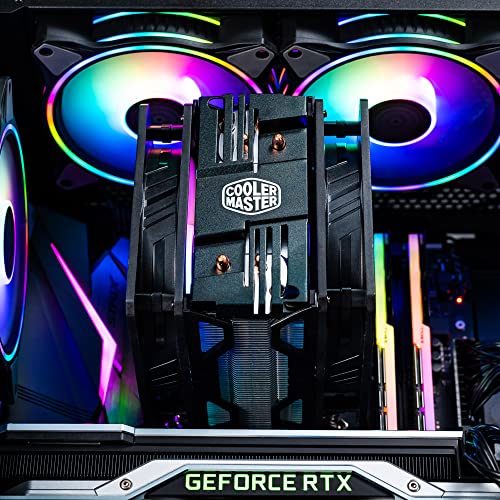 Cooler Master Hyper 212 LED Turbo ARGB CPU Air Cooler - Jet Black Aluminium Finish, 4 Continuous Direct Contact Heat Pipes with Fins, Dual SickleFlow 120 ARGB Fans, ARGB LED Controller - ARGB