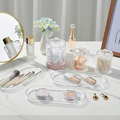 Acrylic Vanity Tray Bathroom Storage Organizer Tray, Catchall Tray,Countertop Sink Tray Dispenser,Sturdy Holder for Cabinet, Vanity, Shelf, Cupboard, Cabinet, or Closet Organization(2 Pack) (Clear)