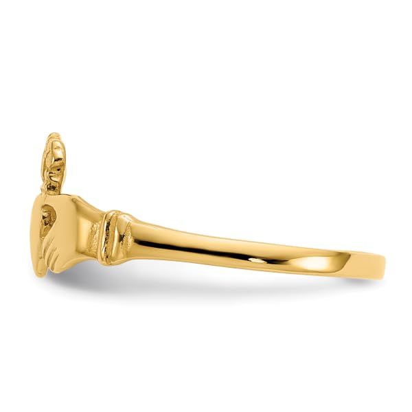 14K Yellow Gold Heart Love Irish Claddagh Celtic Ring Jewelry Size 6.00