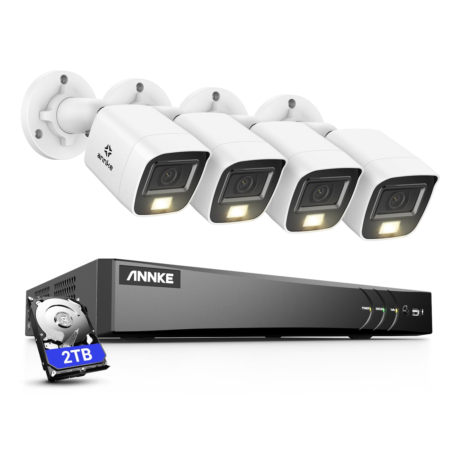 ANNKE 4K Security Camera System, 8CH 8MP AI DVR with Human & Vehicle Detection, 2TB HDD and 4 x 4K IP67 Bullet Home & Surveillance Cameras, Work with Alexa, Easy Remote View, Smart Color Night Vision