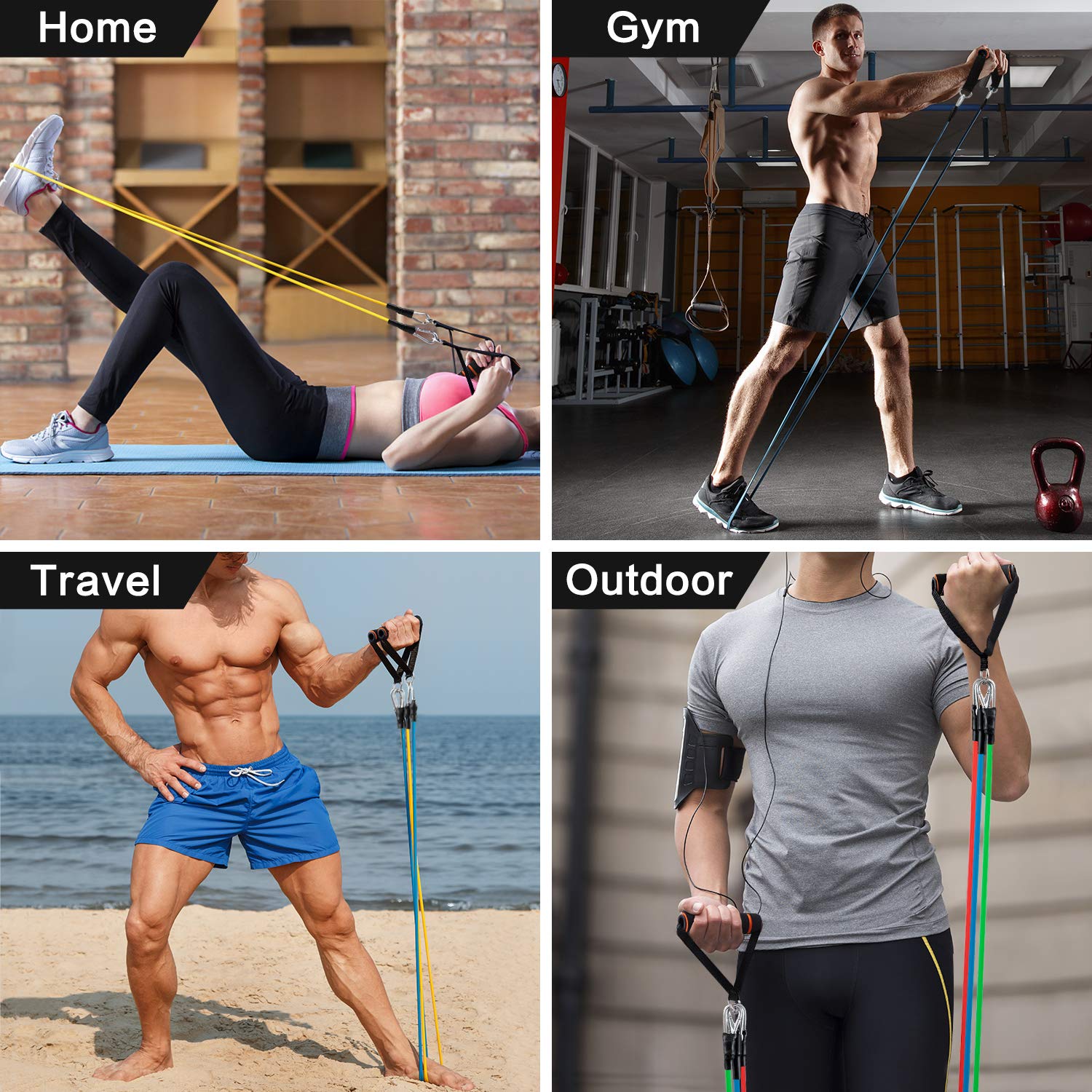 11 Pack Resistance Bands Set, Portable Home Workouts Accessories, Exercise Bands with Door Anchor, Handles, Legs Ankle Straps for Resistance Training, Physical Therapy, Yoga, Pilates