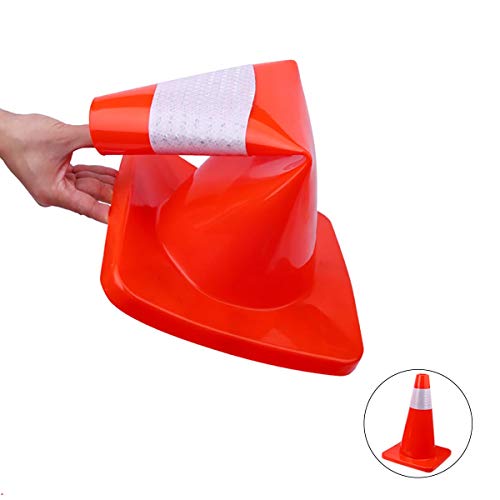 12 Pack 18" Traffic Cones Safety Road Parking Cones Weighted Hazard PVC Cones Construction Cones for Traffic Fluorescent Orange with w/4" Reflective Strips Collar Plastic Safety Signs (12)