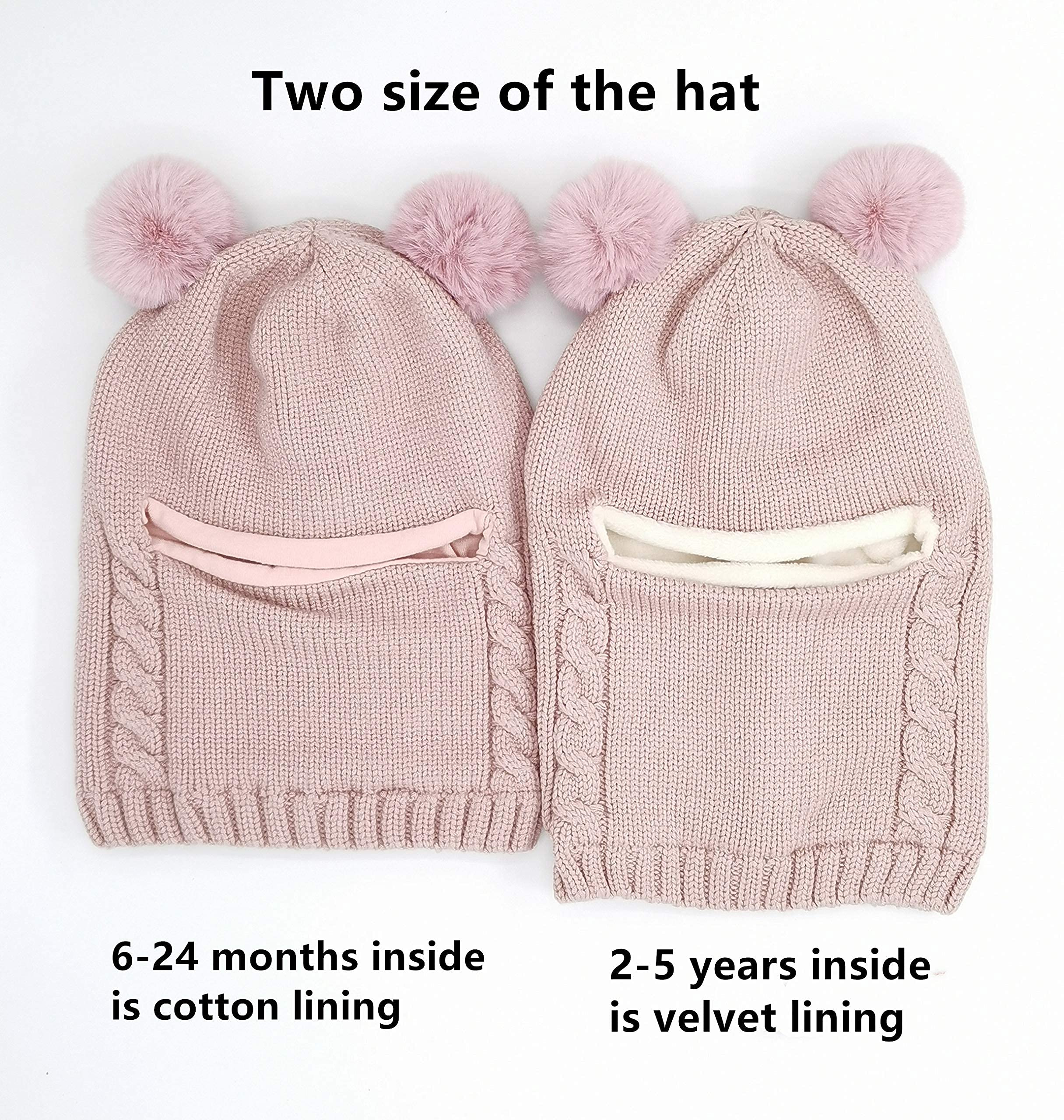 Baby Girls Boys Winter Hat Scarf Earflap Hood Scarves Skull Caps Pink