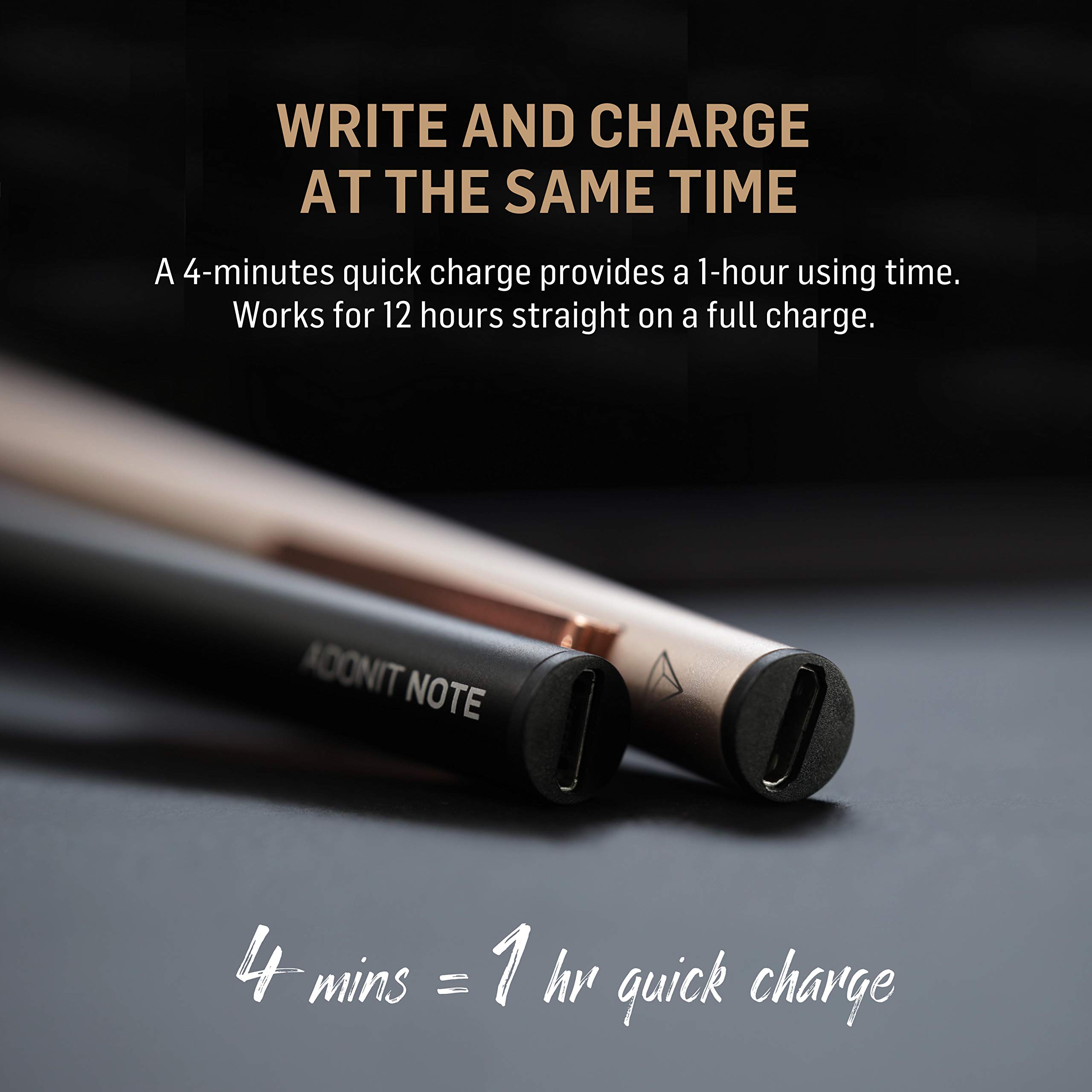 Adonit Note NC(Black) Stylus Pen for iPad Writing/Drawing with Palm Rejection, Active Pencil Compatible with iPad Air 4/3rd gen, iPad Mini 6/5th gen, iPad 9/8/7/6th gen, iPad Pro (2018-2021),11/12.9"