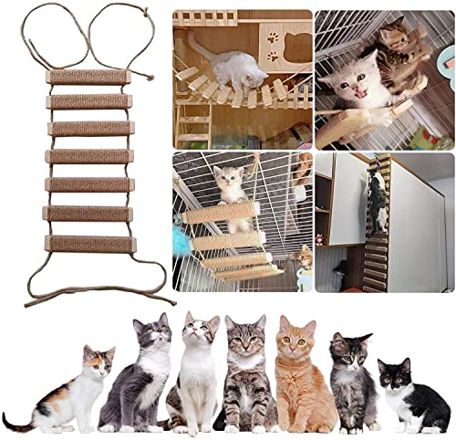 AGRICUE Cat Climbing Frame Outdoor Cat Tree Wall Climbing Bridge Climbing Rope Ladder for Cat Pets Climbing Frame for Wall Cat Wall Furniture Hemp Rope 20 inch Ladder