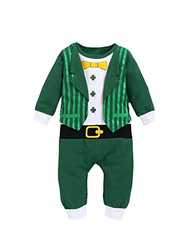 Singcoco Mutiggee Baby Boys St.Patrick's Day shamrock Romper (Green,6-12 Months)