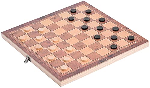 3 in 1 Wooden Chess Set, Folding Board Chess International Checkers Portable Chessboard Game Board Set (29*29cm)