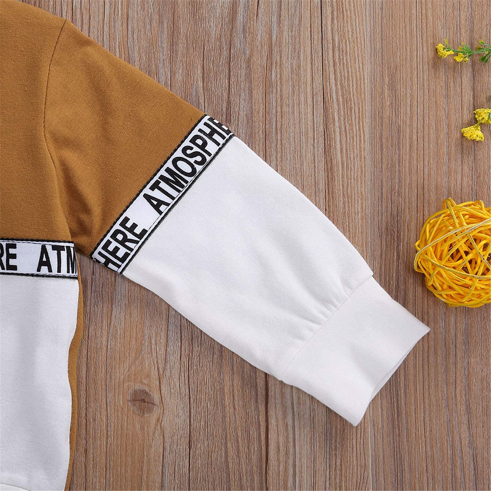 Arvbitana Unisex Toddler Baby Boy Girl Spring Fall Winter Clothes Long Sleeve T-Shirt Tops+Long Pants Two Piece Solid Outfit (D-Two Piece Khaki Brown, 3-4T)