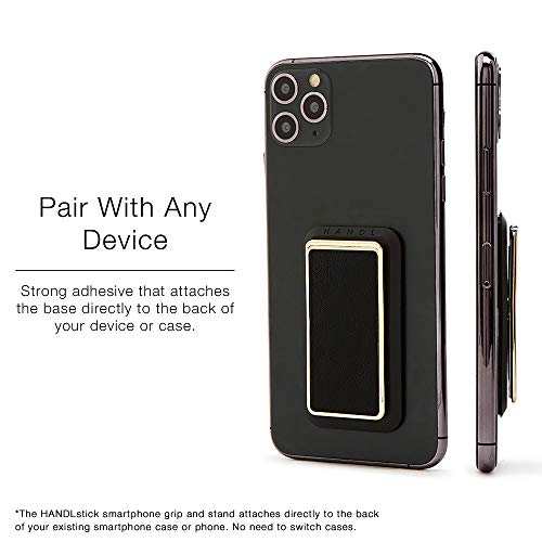 HANDL New York HANDLstick Black and Gold Professional Leather Collection Grip and Stand for Smartphone