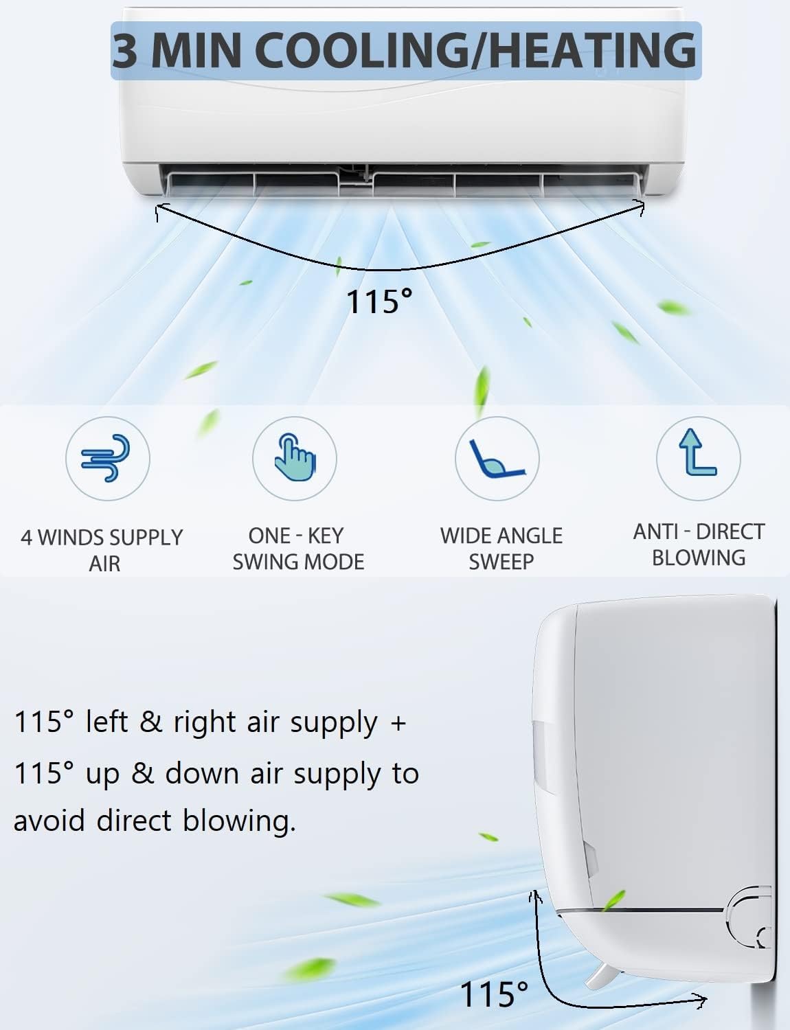 12000BTU Mini Split Air Conditioner and Heater -SIMOE Ductless Inverter Mini Split AC/Heating System with 1 Ton Heat Pump, 208-230V 17 SEER2 Wall-mounted AC, Cools Up to 750 Sq. Ft Energy Efficient