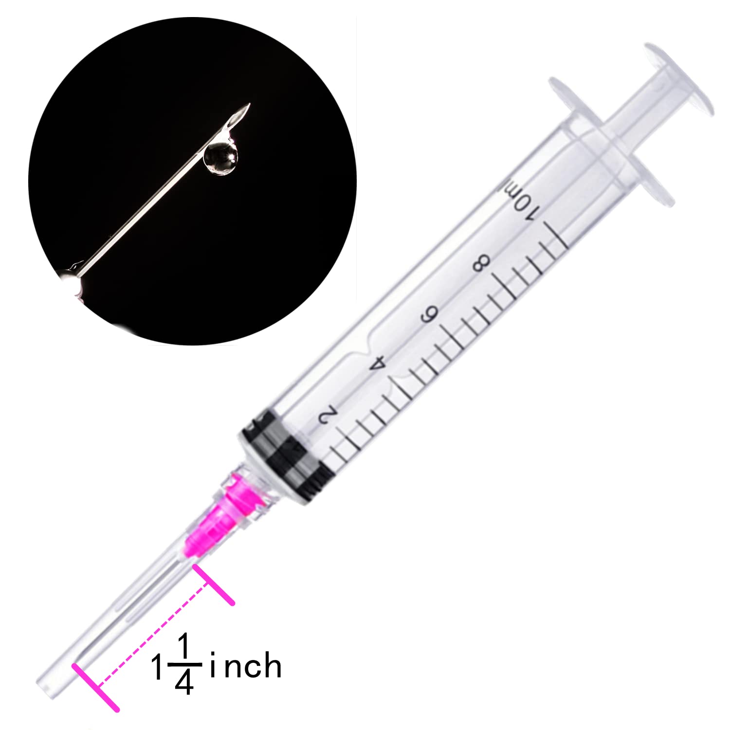 20 Pack 10ml Industrial Sterile Syringes with 18Ga 1.5 Inch, Plastic Disposable Syringe for Scientific Labs, Liquids Refilling and Measuring