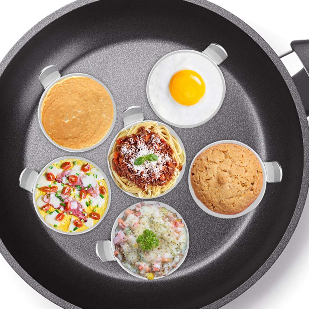 4/6 Pack Egg Ring, 3 Inch Egg Mold Ring Non Stick Stainless Steel Egg Mold Egg Rings for Frying Eggs Pancake Sandwich Cooking Beefsteak Griddle Kitchen Gadgets for Breakfast