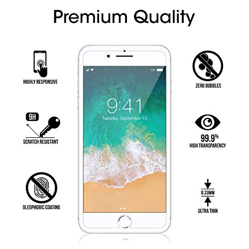 amFilm Screen Protector 4.7β for Apple iPhone 8, iPhone 7, iPhone 6S and iPhone 6, Tempered Glass 4.7β, 2 Pack