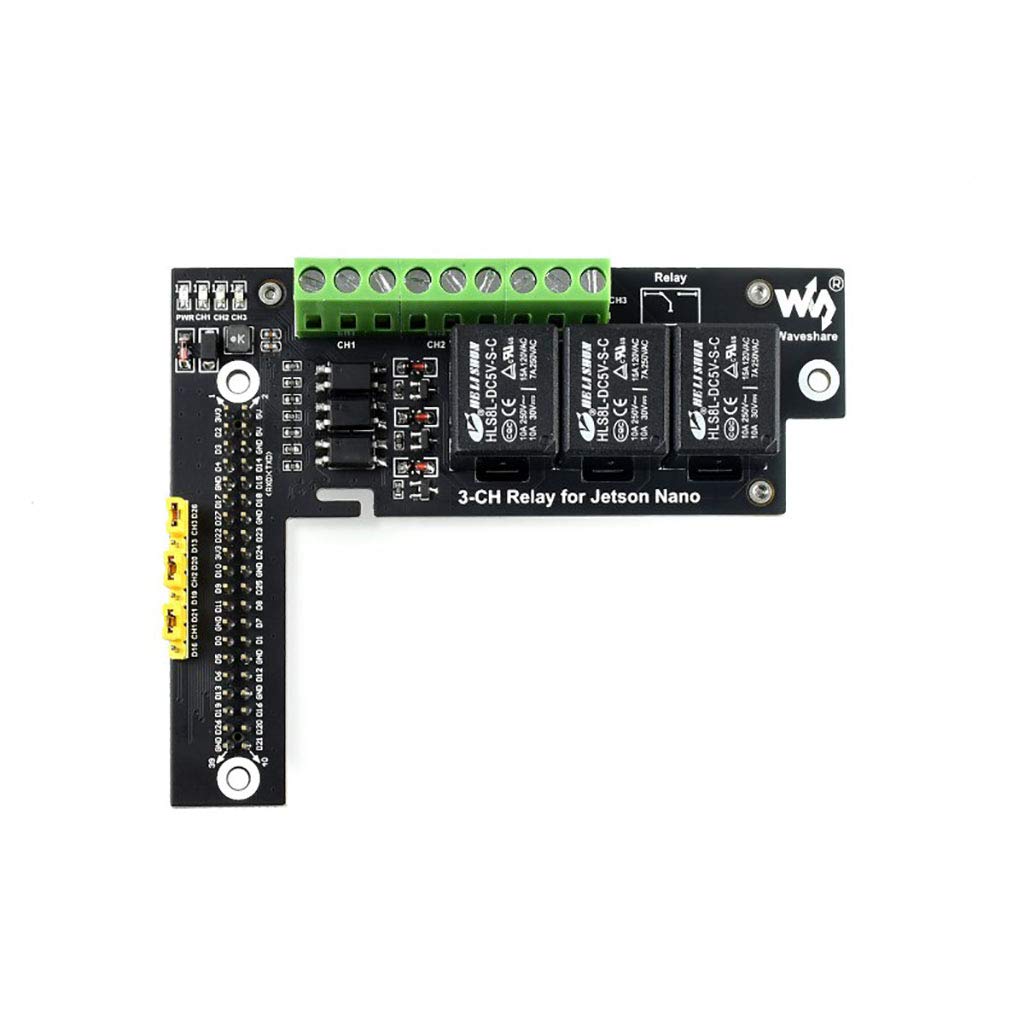 Coolwell Waveshare Quality 3-Ch(Channel) Relay Expansion Board Designed for Jetson Nano, Optocoupler Isolation Directly Pluggable Up to 2X Stackable