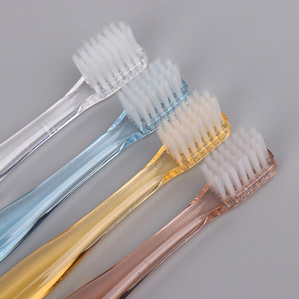 Artibetter Toothbrush Soft Bristle Clear Plastic Crystal Handle Small Head Toothbrush Travel Portable, 8pcs