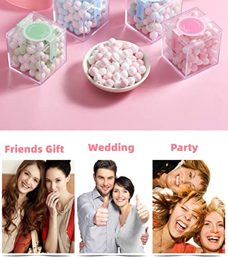 Acrylic Box with Lid 6 Pack Clear Acrylic Boxes Party Favor Square Cube Mini Candy Display Boxes Transparent Containers Plastic Storage Organizer Box Wedding Birthday Party Decorative Boxes