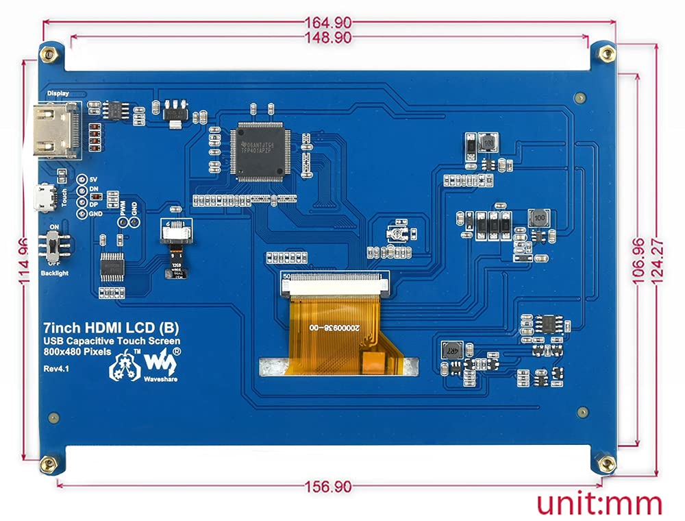 7 inch 800×480 Capacitive Touch Screen HDMI Interface Custom Raspbian LCD Monitor Mini PC Supports Raspberry Pi 4 3 2 1 Model B B+ A+ & BeagleBone Black & Banana Pi/Banana Pro @XYGStudy