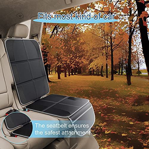 J&C Car Seat Protector for Child Carseat Waterproof Baby Car Seat Protector with Thickest Padding, Non-Slip Backing 2 Pockets, Fit for SUV Sedan Leather Seats