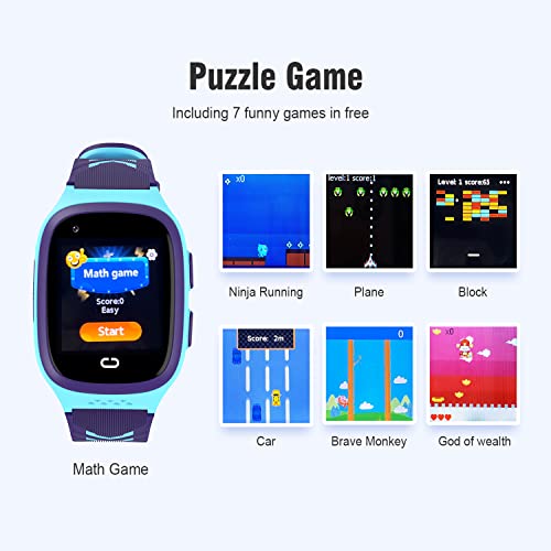 4G Kids Smart Watch GPS Tracker - Smartwatch with Two Way Call Video Calling 7 Puzzle Games Voice Chat SOS School Mode Pedometer Wi-Fi Location Touch Screen Alarm Clock Smartwatches for Boys Girls