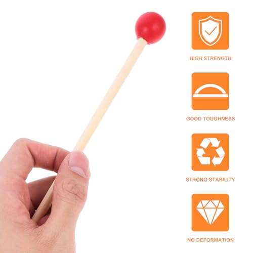 12pcs drum sticks Rubber Mallet Percussion Sticks with Wood Handle Round Head Mallet Music Accessories for Children wooden hammer Kids kids mallets (Red)