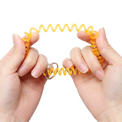 AHIER Pack of 5 Colorful Spring Spiral Wrist Coil Key Chain, Wrist Band Key Ring