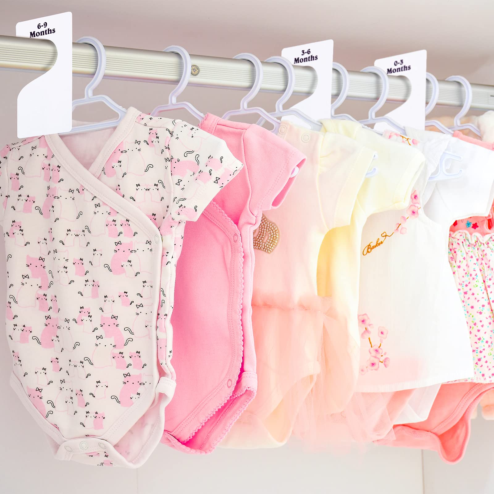20 Pieces Blank Clothing Rack Divider Clothing Rack Size Dividers Acrylic Baby Closet Dividers Rectangular Large Closet Dividers and 144 Pieces Sorting Labels for Home Closet Cloth Store DIY Craft