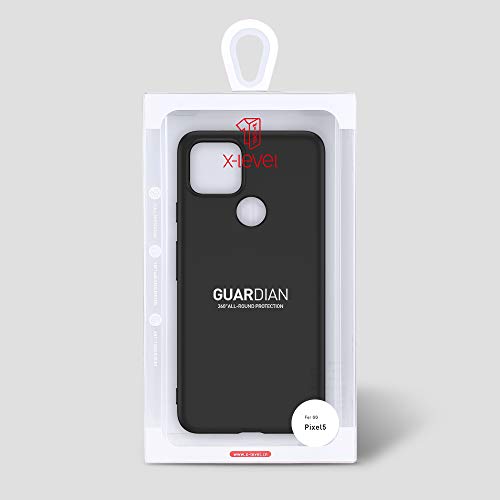 X-level Google Pixel 5 5G Case Slim Fit Mobile Phone Case Soft Flexible TPU [Guardian Series] Matte Finish Ultra-Thin Light Coating Grip Full Protective Cell Phone Back Cover for Google 5 5G-Black
