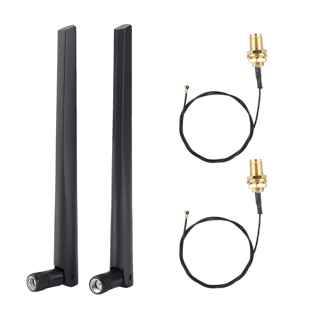 ASHATA External Antenna,2PCS M.2/NGFF Network Card Cable and 2x5DBi Antenna for Intel 9560NGW /9260AC/7265AC