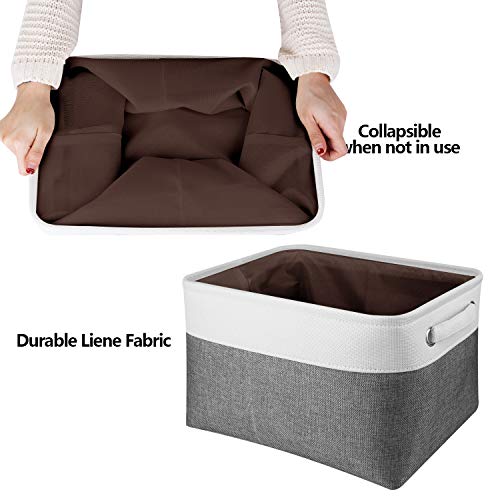 Awekris Large Storage Basket Bin Set [3-Pack] Storage Cube Box Foldable Canvas Fabric Collapsible Organizer With Handles For Home Office Closet Toys Clothes Kids Room Nursery