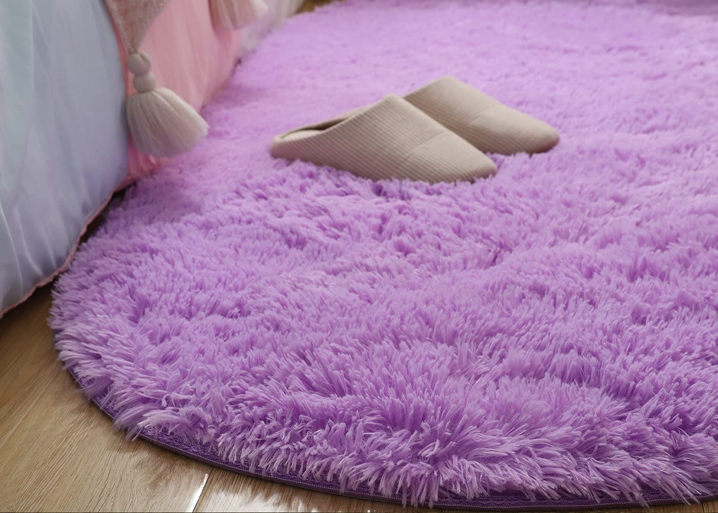 gdmgdr Soft Oval Nursery Rug for Girls Room Bedroom Oval Home Decor, 2.6' X 5.3', Purple
